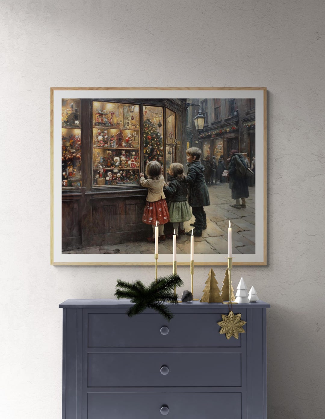 Vintage Christmas Shop Window Digital Printable - Nostalgic Holiday ...