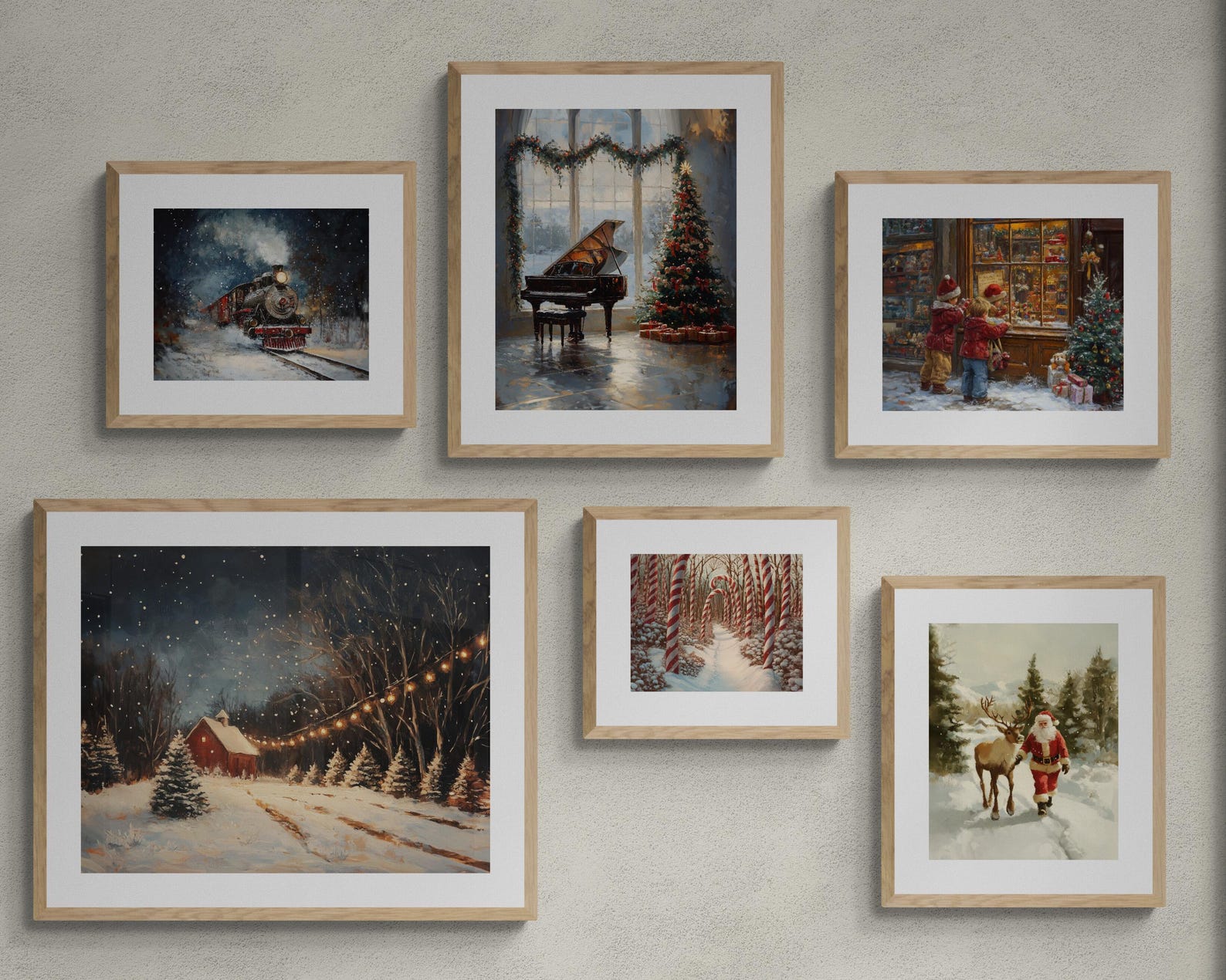 Set of 6 Christmas Digital Printables - Winter Scenes, Holiday Decor ...