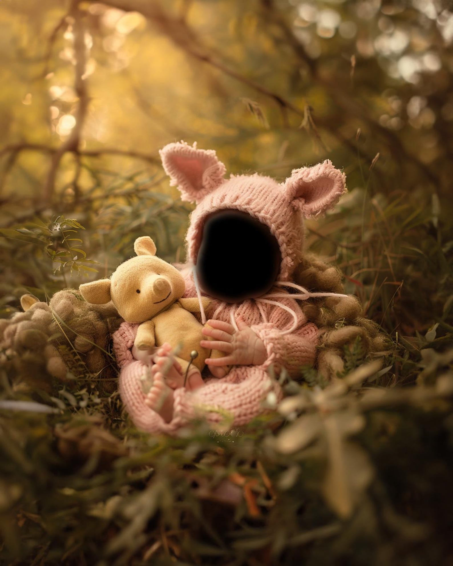 Newborn Digital Backdrop - Forest Scene With Face Poppet, Transparent ...