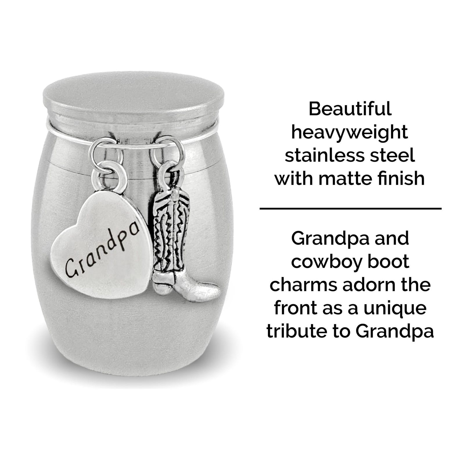 Small Grandpa Cowboy Boot Urn Western Memorial Cremation Ashes Holder ...