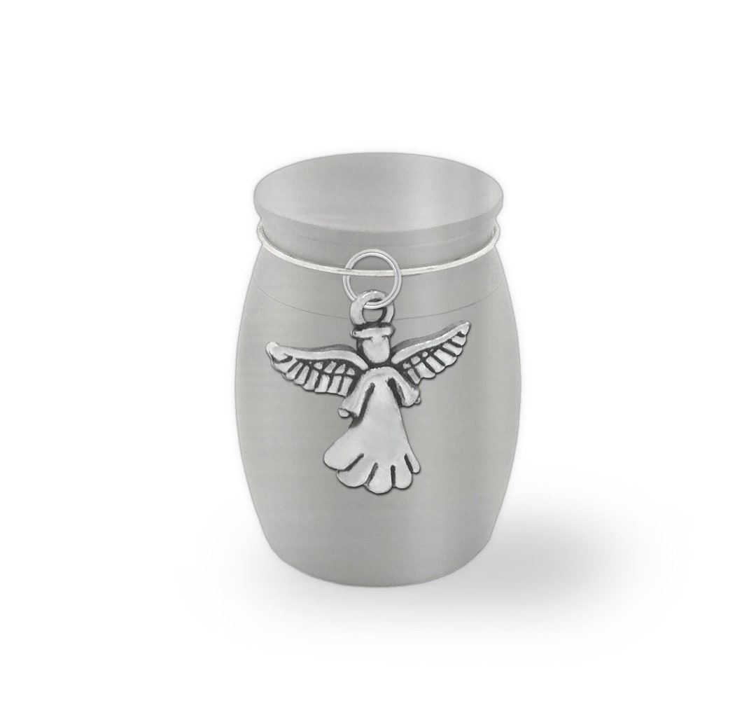 Small Mini Guardian Angel Keepsake Memorial Ashes Holder Container Jar ...