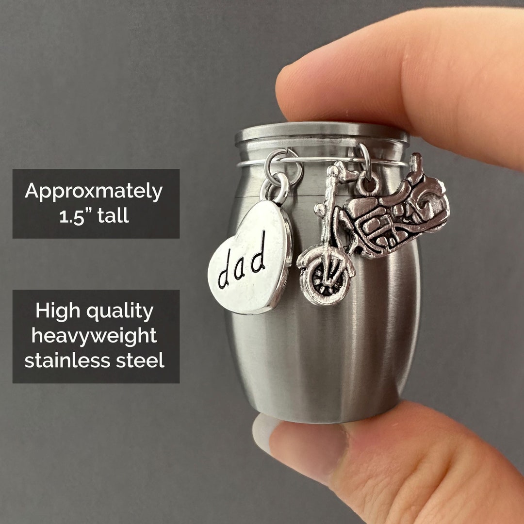 Dad Motorcycle Mini Urn Ashes Holder Biker Memorial Loss of Father ...