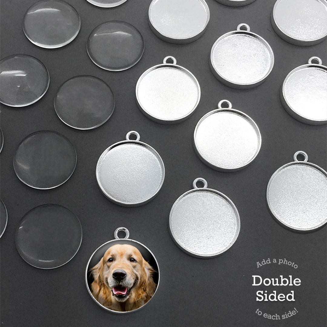 Bulk Double Sided Silver Photo Charms With Glass Domes 25mm Shiny Silver Globe Effect - Etsy