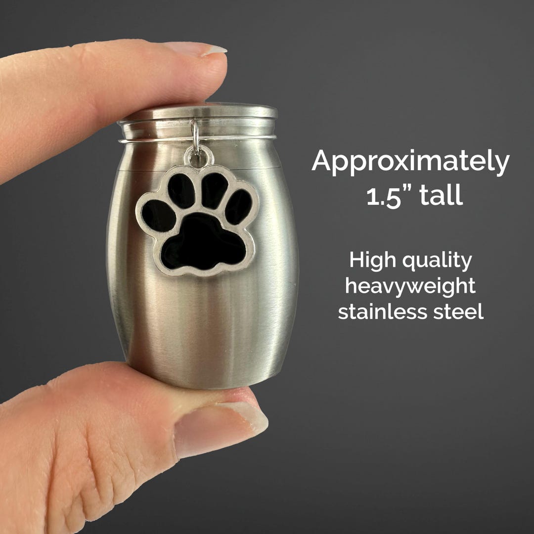 Mini Pet Keepsake Urn Cremation Ashes Holder Paw Print Jar Holder Small ...