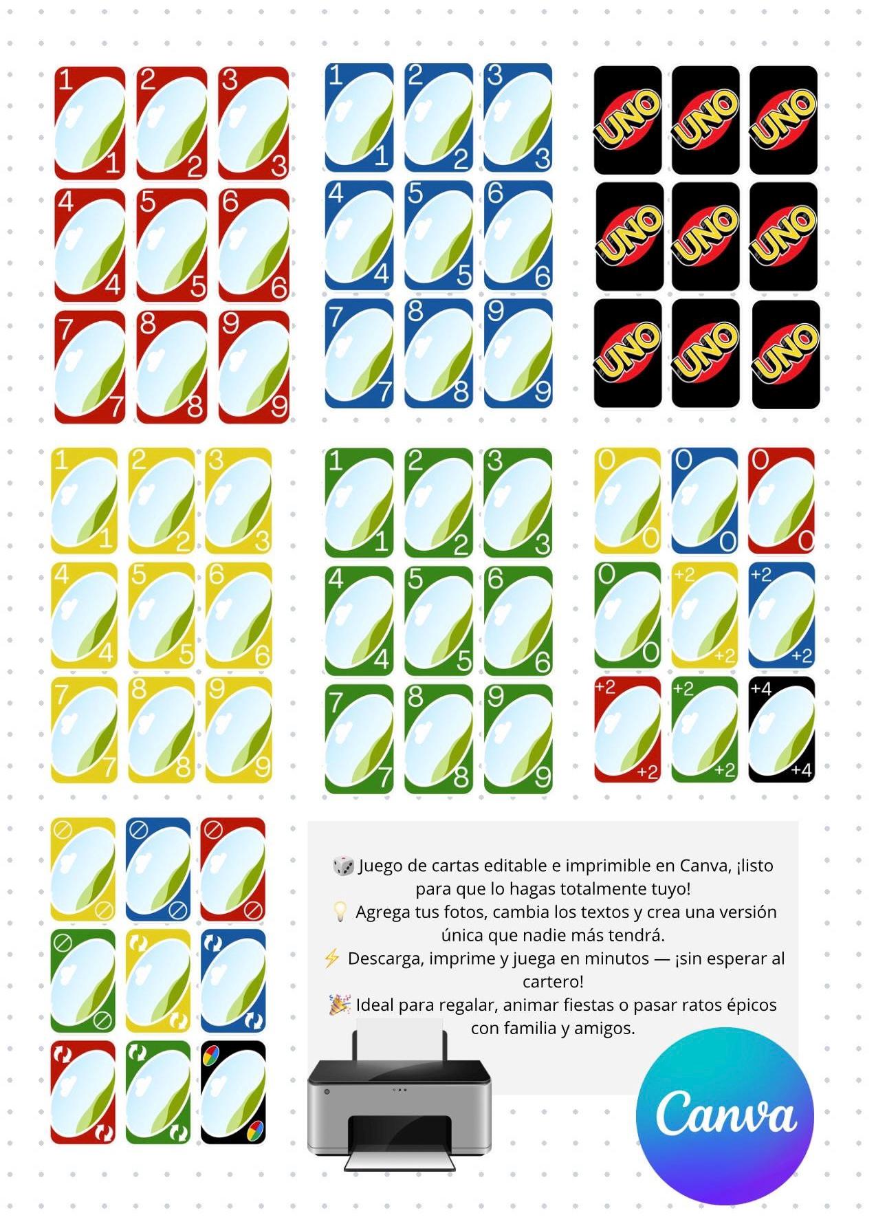 Editable Card Game in Canva | Printable Uno-style Template ...