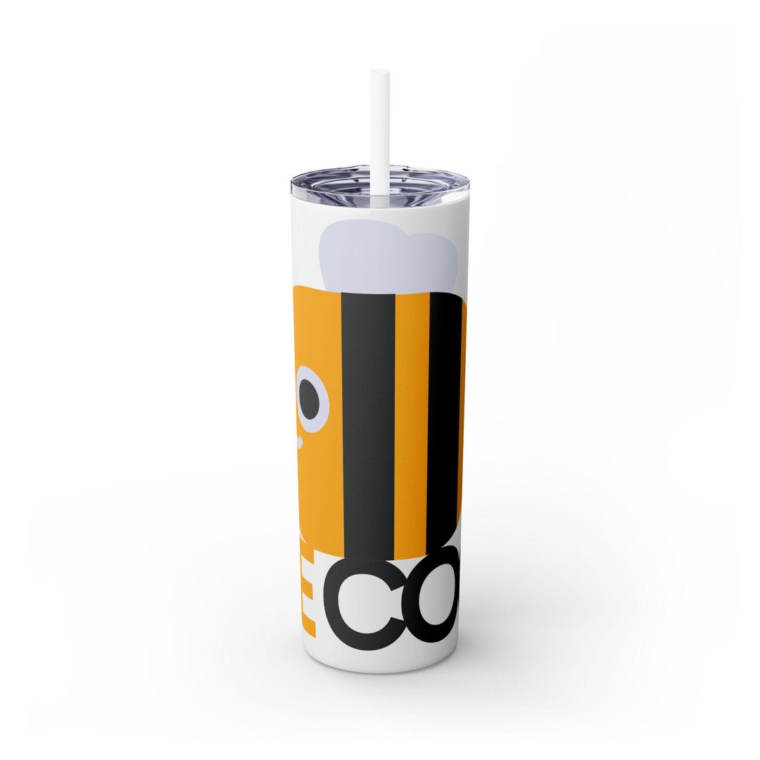 Cute Bee Skinny Tumbler With Straw, 20oz Fun Drinkware for Summer Parties, Gifts, Picnics, and ...