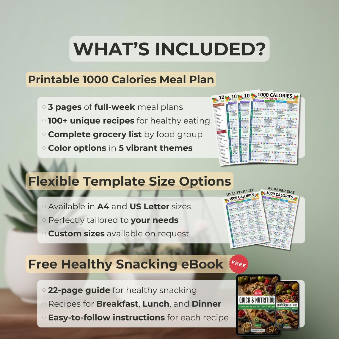1000 Calories Extreme Meal Plan, Low Calorie Meal Plan and Grocery List ...