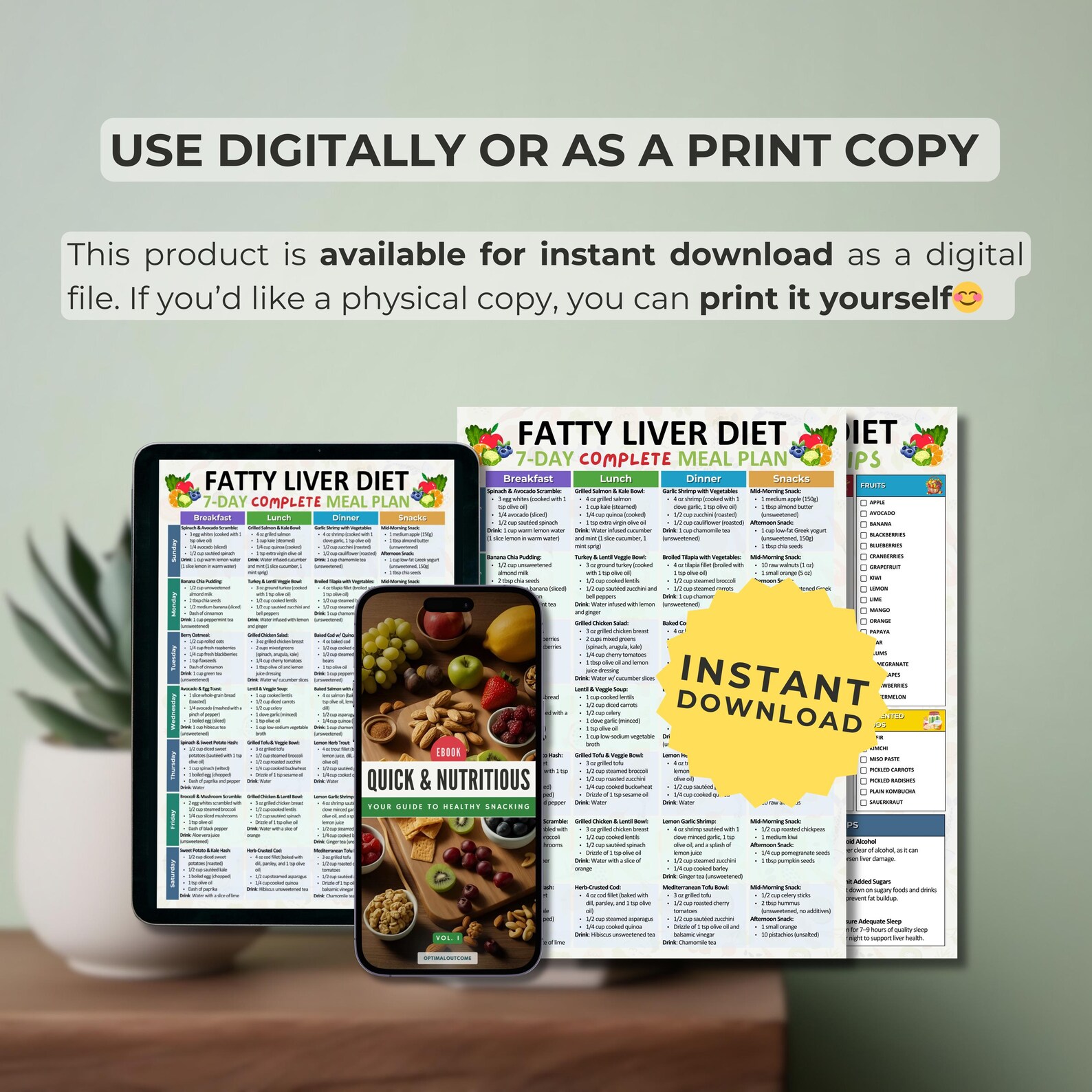 Fatty Liver Diet Meal Plan, Fatty Liver Disease Food Chart, Anti ...