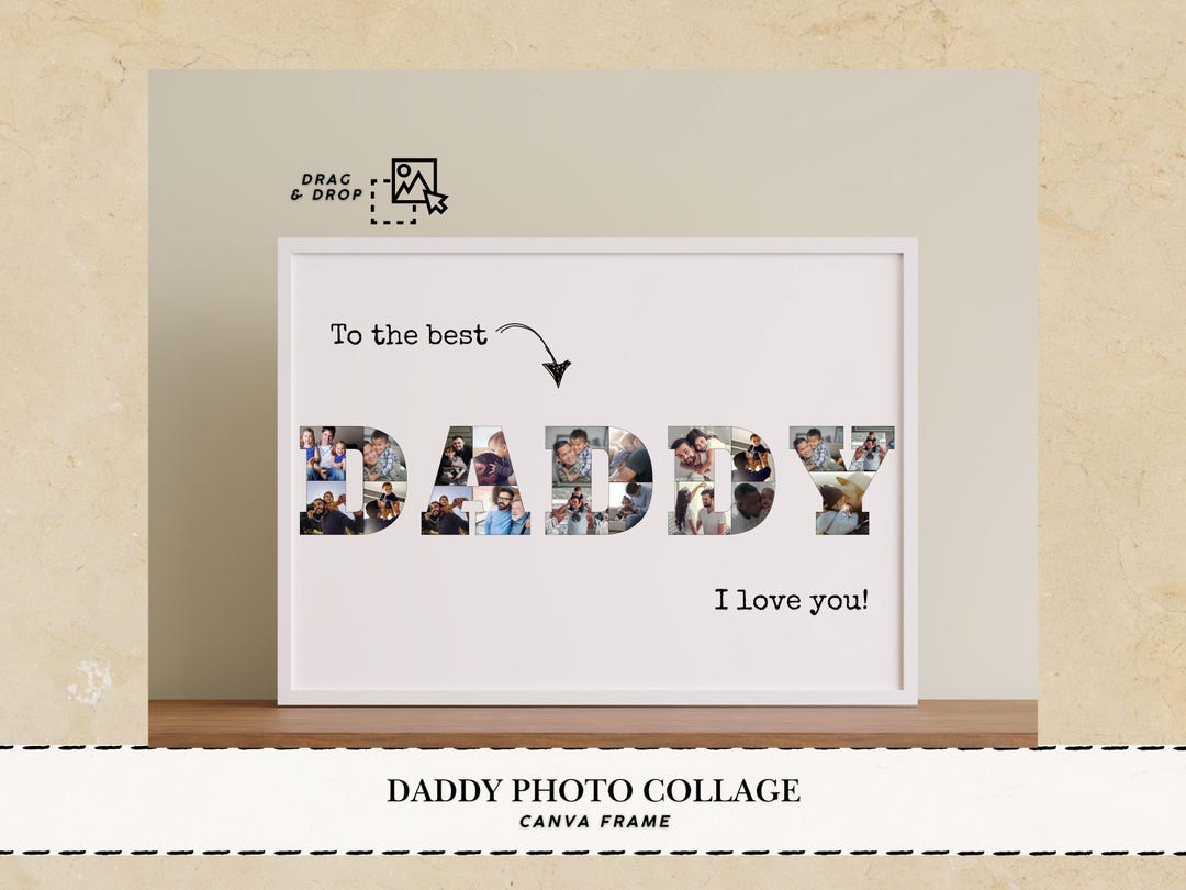 DADDY Collage Canva Frames Daddy Custom Photo Collage Daddy Photo Frame ...