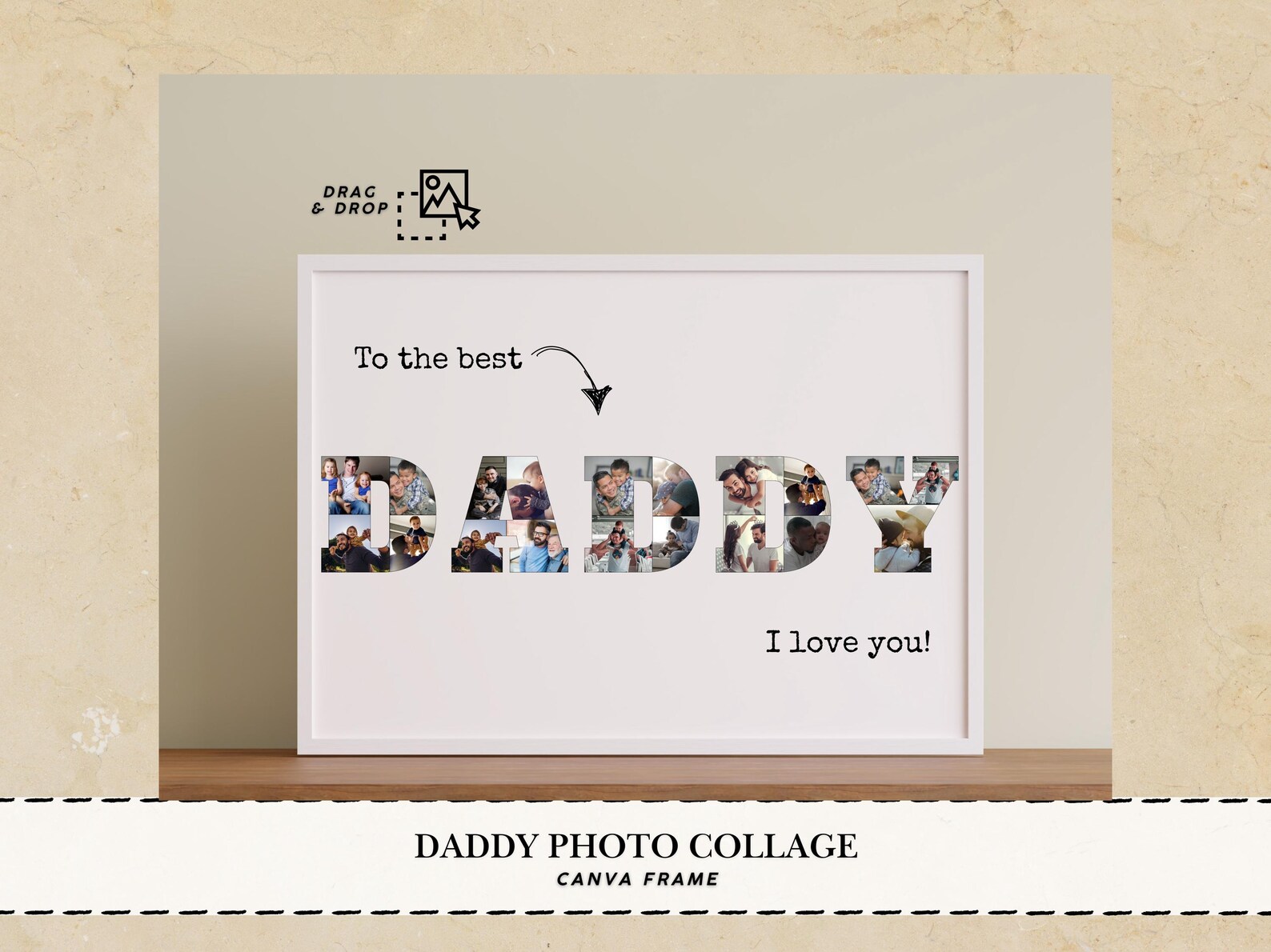 DADDY Collage Canva Frames Daddy Custom Photo Collage Daddy Photo Frame ...
