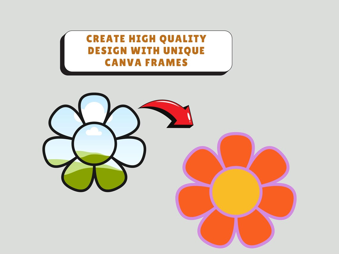 Flower Canva Frame Retro Flowers PNG Canva Frames Bundle Flower Canva ...