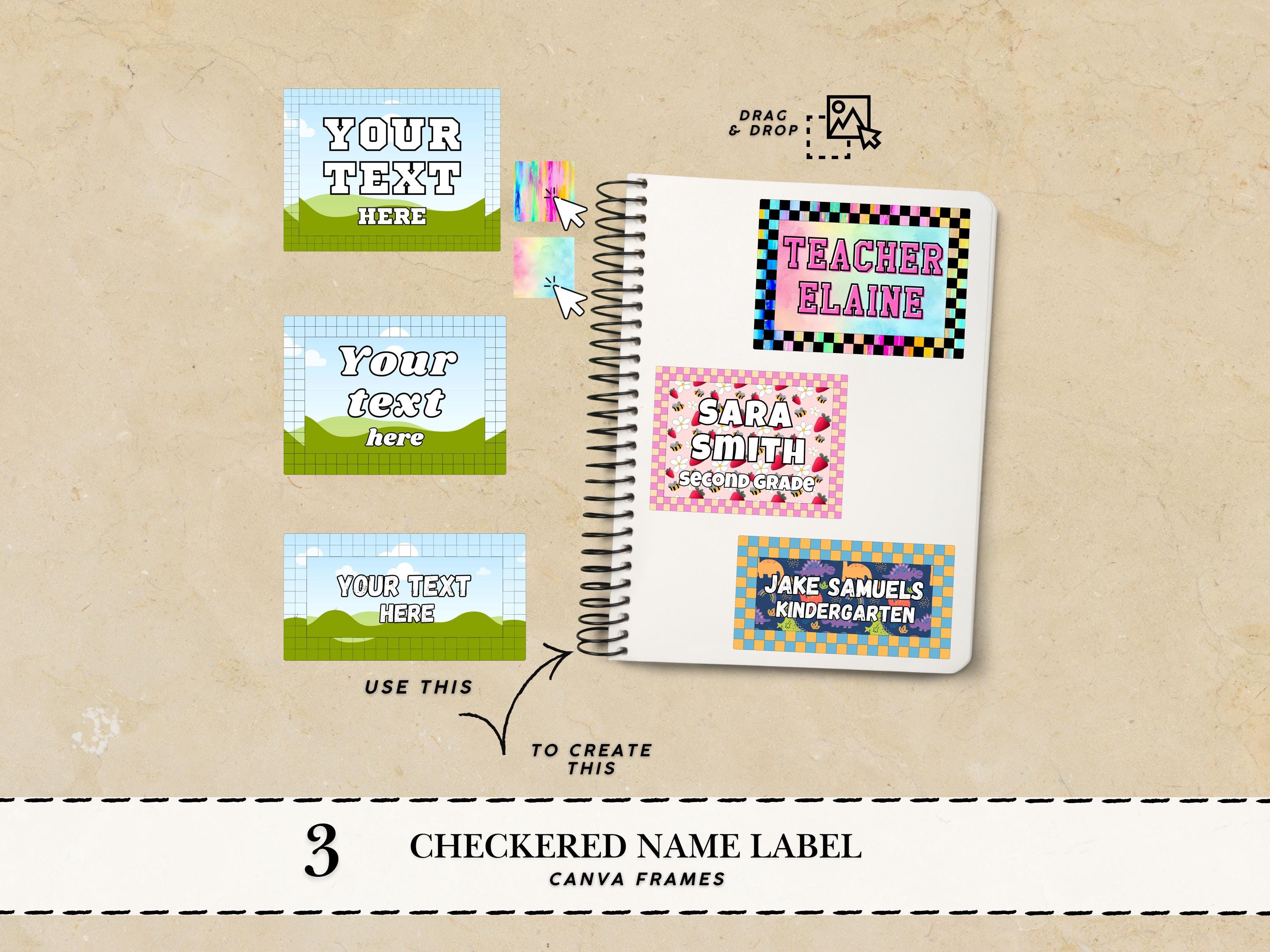 School Name Labels School Name Tags Notebook Labels Kindergarten Name ...