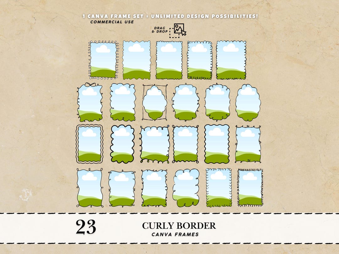 Wavy Border Frames Canva Frame Border Hand Drawn Borders Editable ...