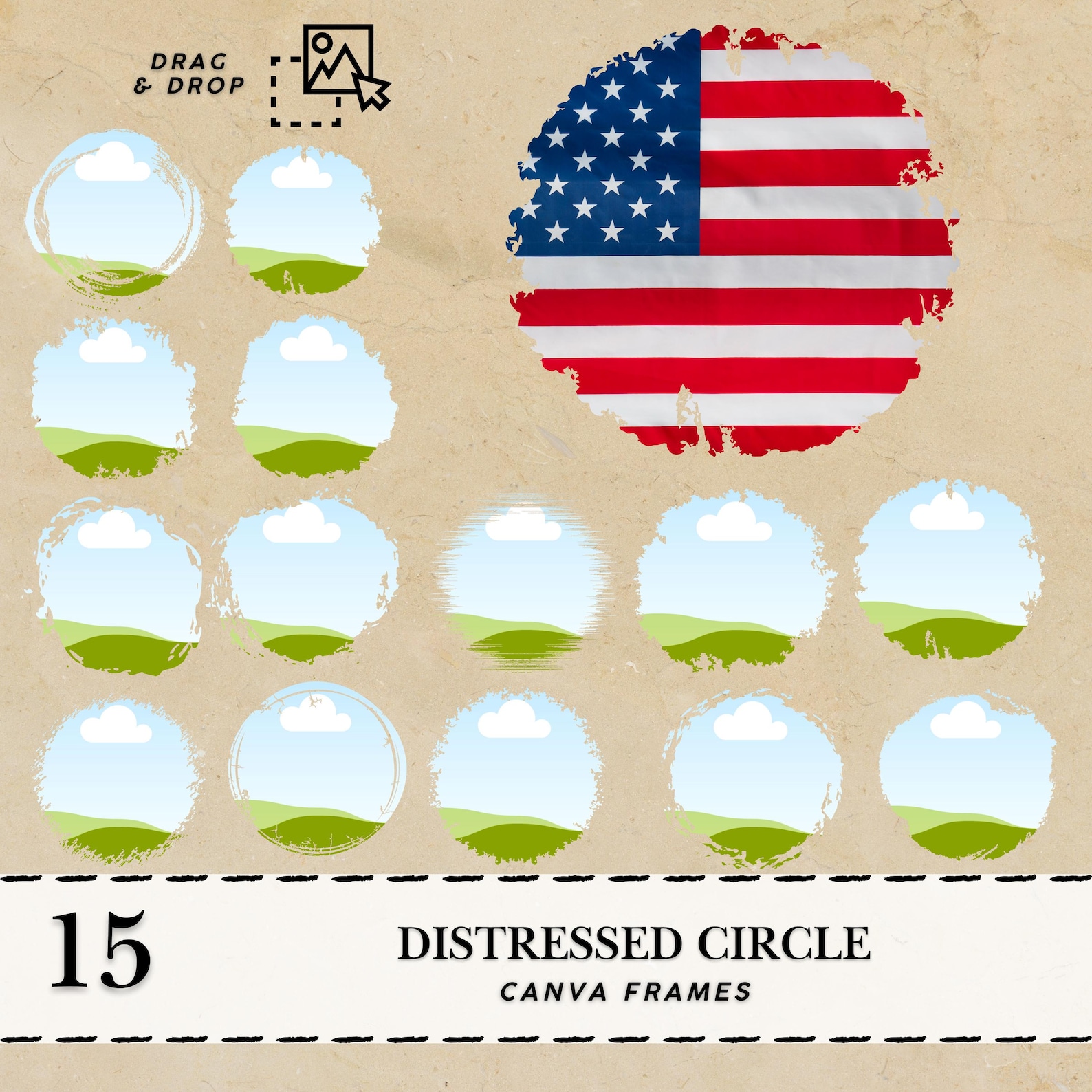 Distressed Frame Bleach Effect Distressed Edge Template Bundle Canva ...