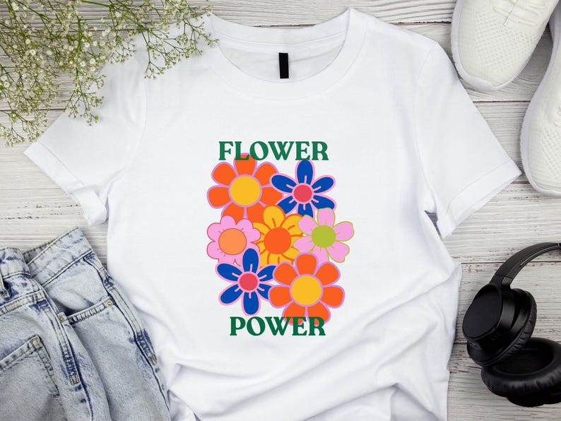 Flower Canva Frame Retro Flowers PNG Canva Frames Bundle Flower Canva ...