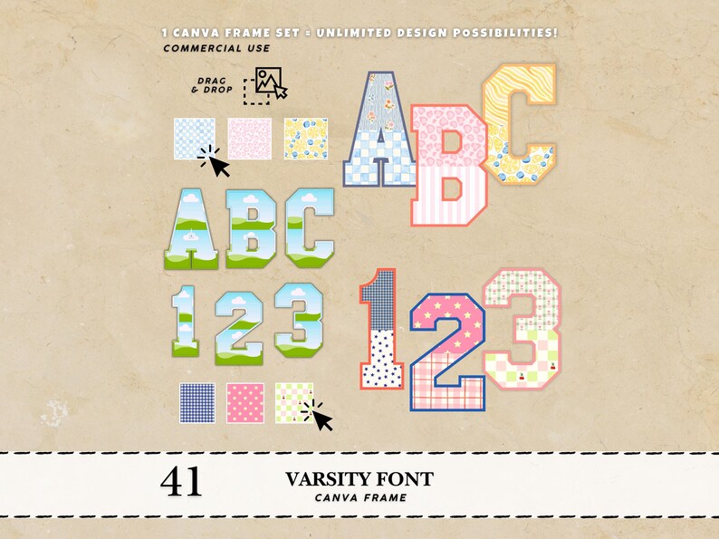 Canva Letter Frame Varsity Alphabet Bubble Letters Varsity Letters ...