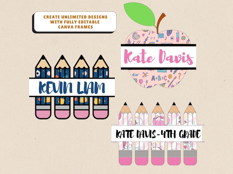 School Name Tag School Canva Templates School Label Template Custom ...