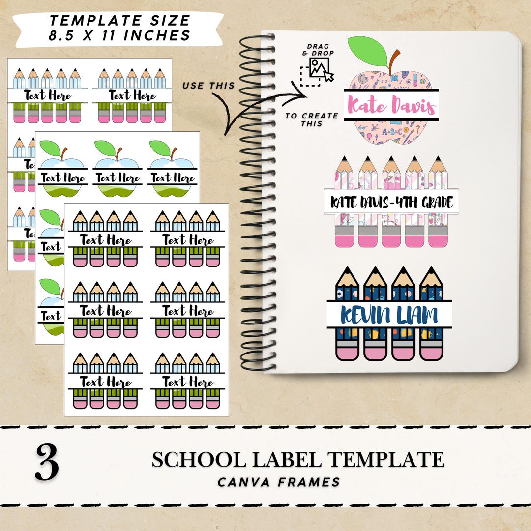 School Name Tag School Canva Templates School Label Template Custom ...