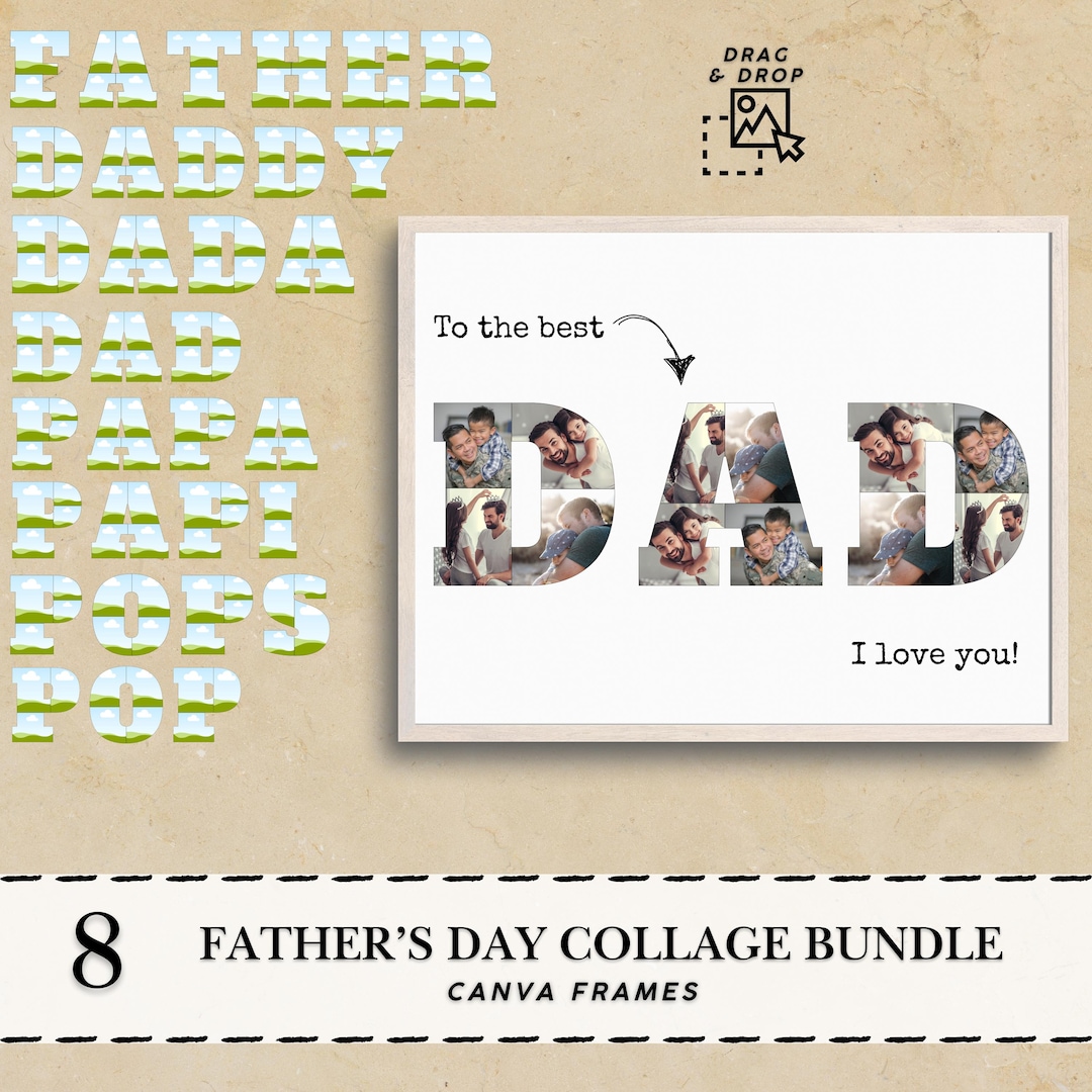 Dad Photo Collage Bundle Canva Frame Daddy Photo Collage Daddy Photo ...