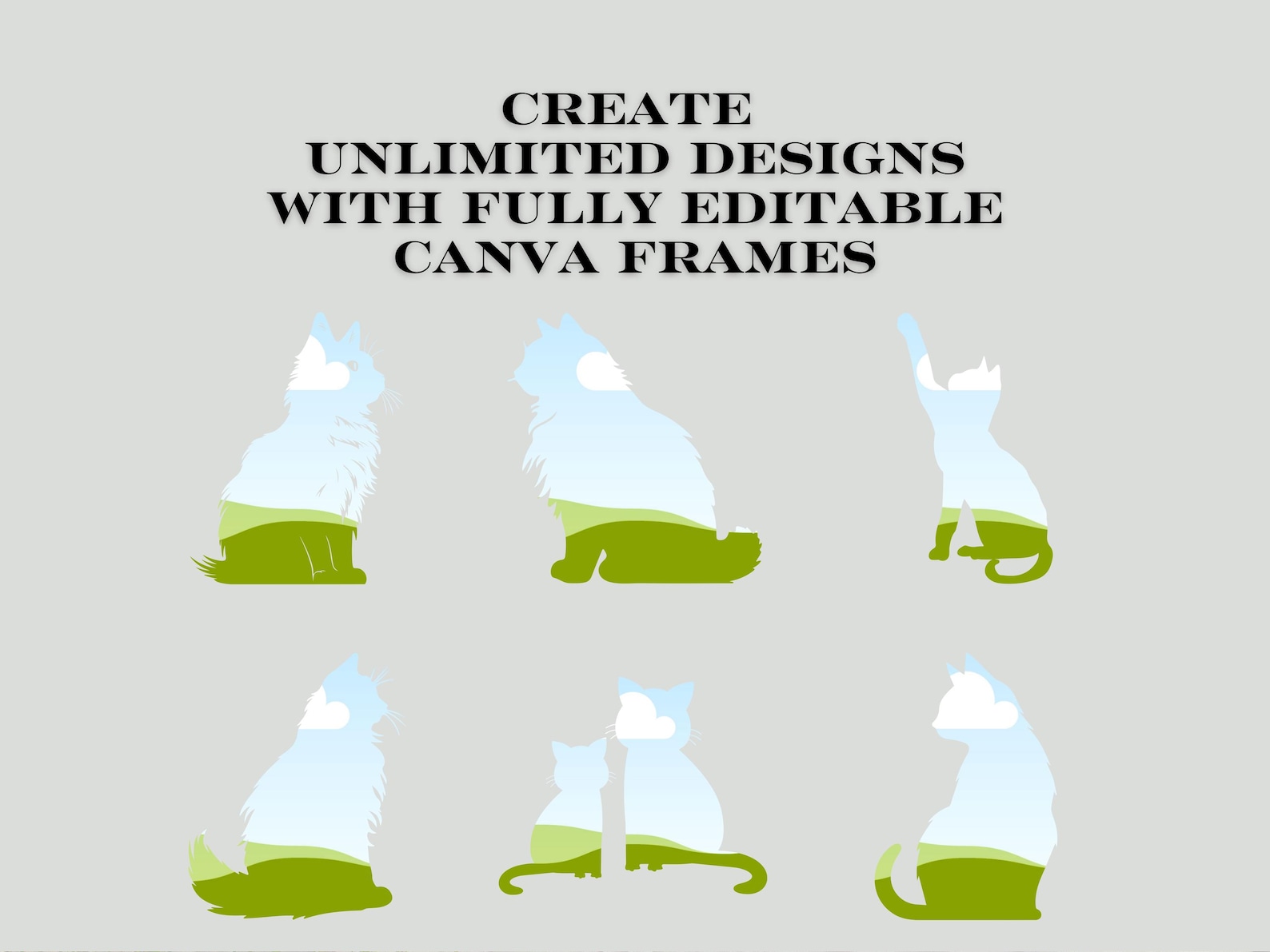 Cats Canva Frames Cat Silhouette Canva Frames Bundle Cats Bundle ...