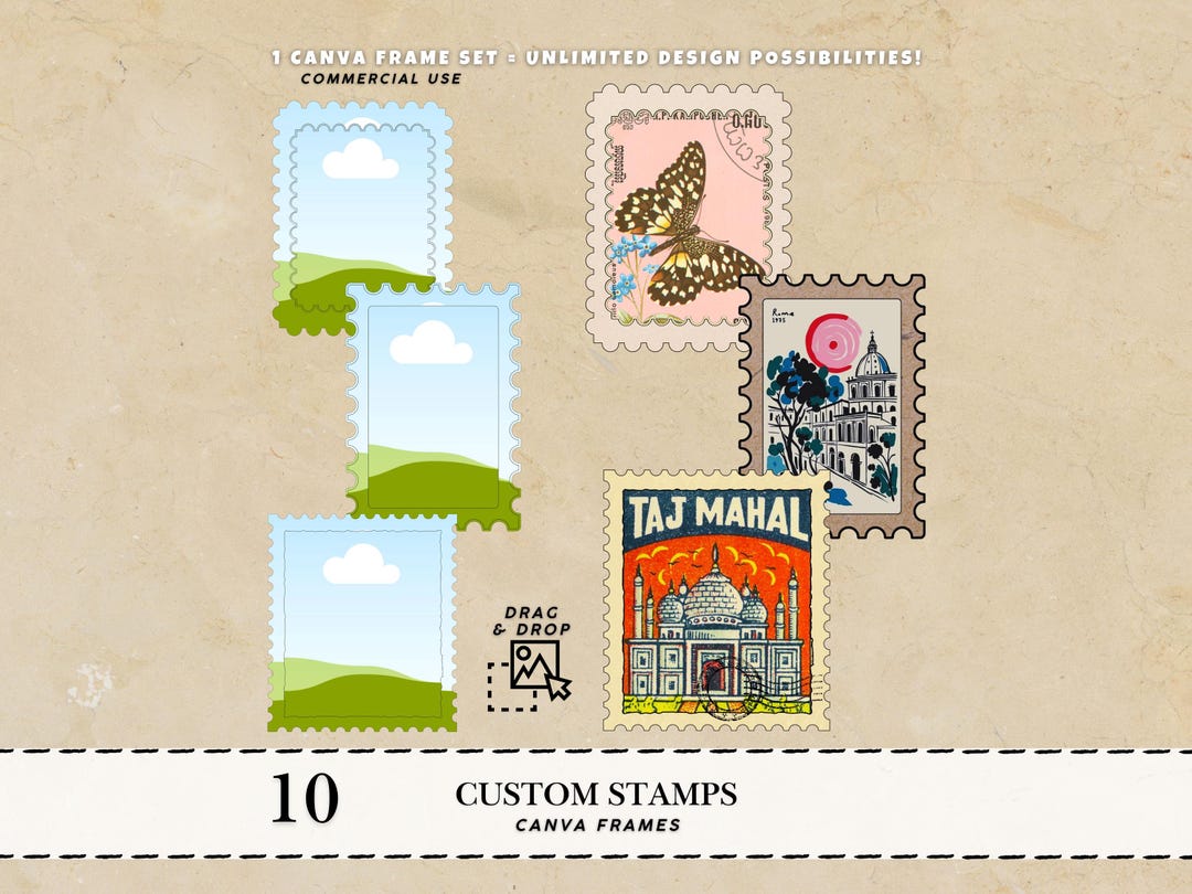 Stamps Frame Trendy Canva Frame Junk Journaling Stamps Canva Grid ...