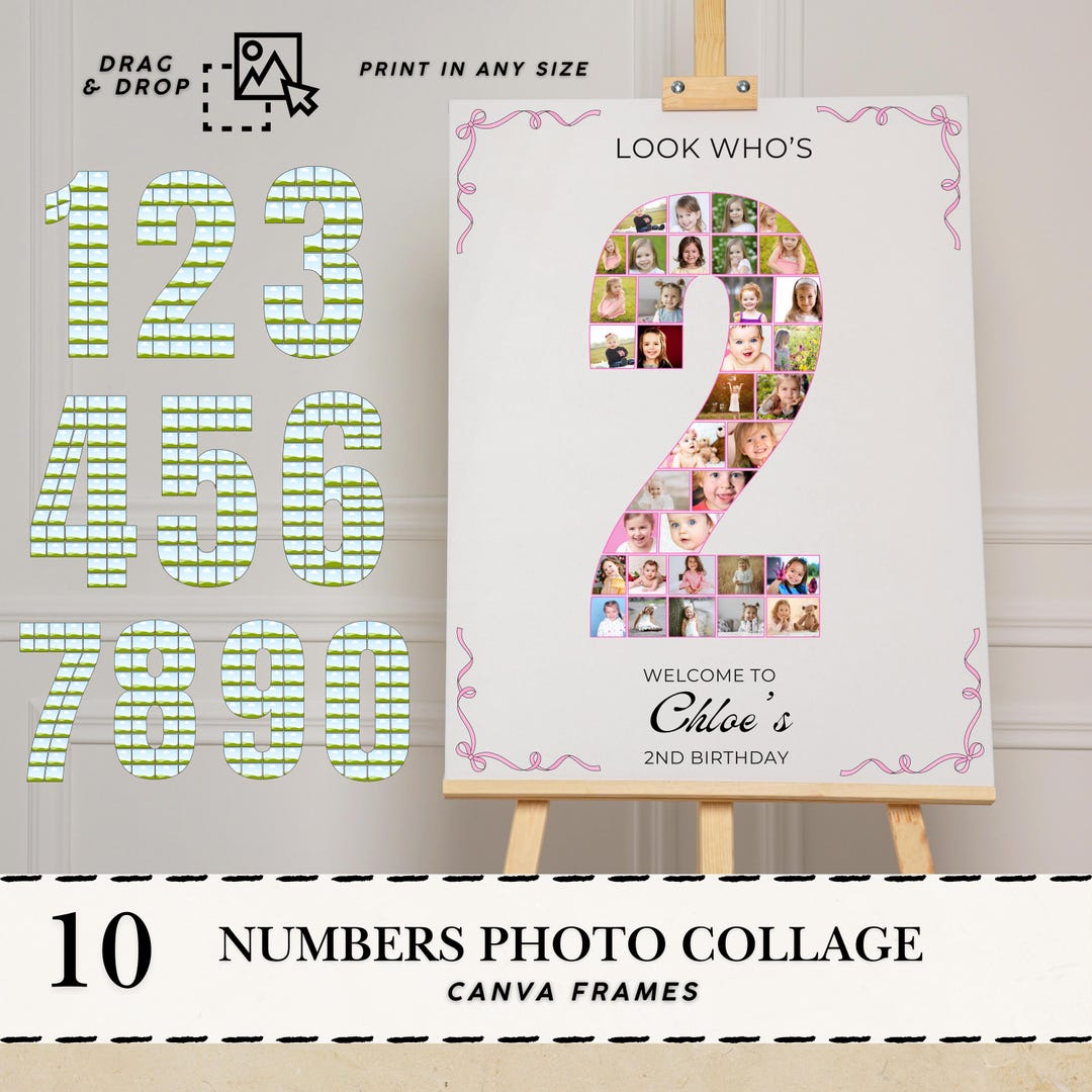 Numbers Photo Collage Template Canva Collage Numbers Photo Frames ...