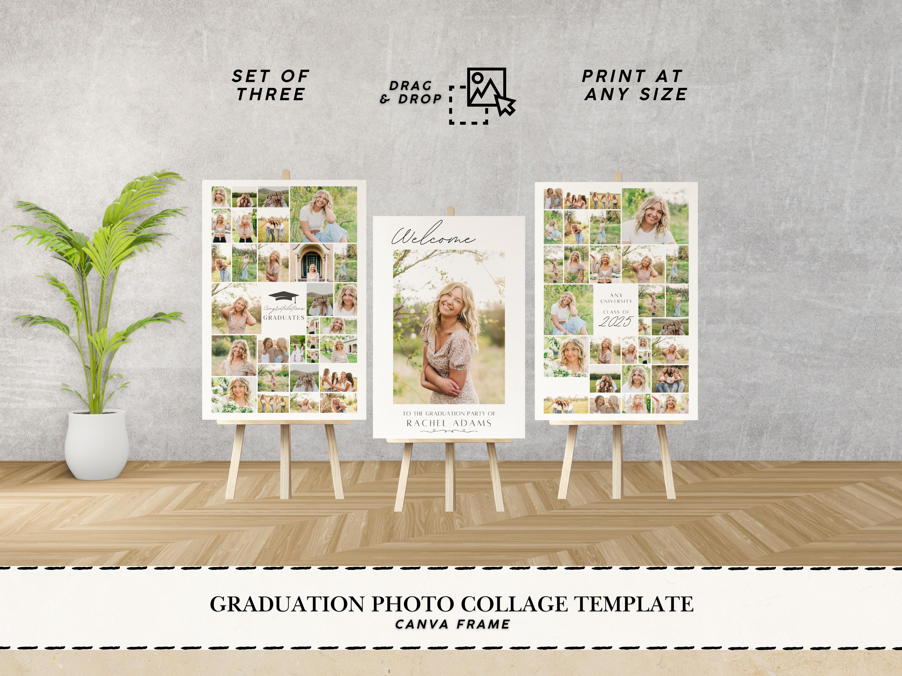 Graduation Photo Collage Welcome Sign Set Canva Template Photo ...