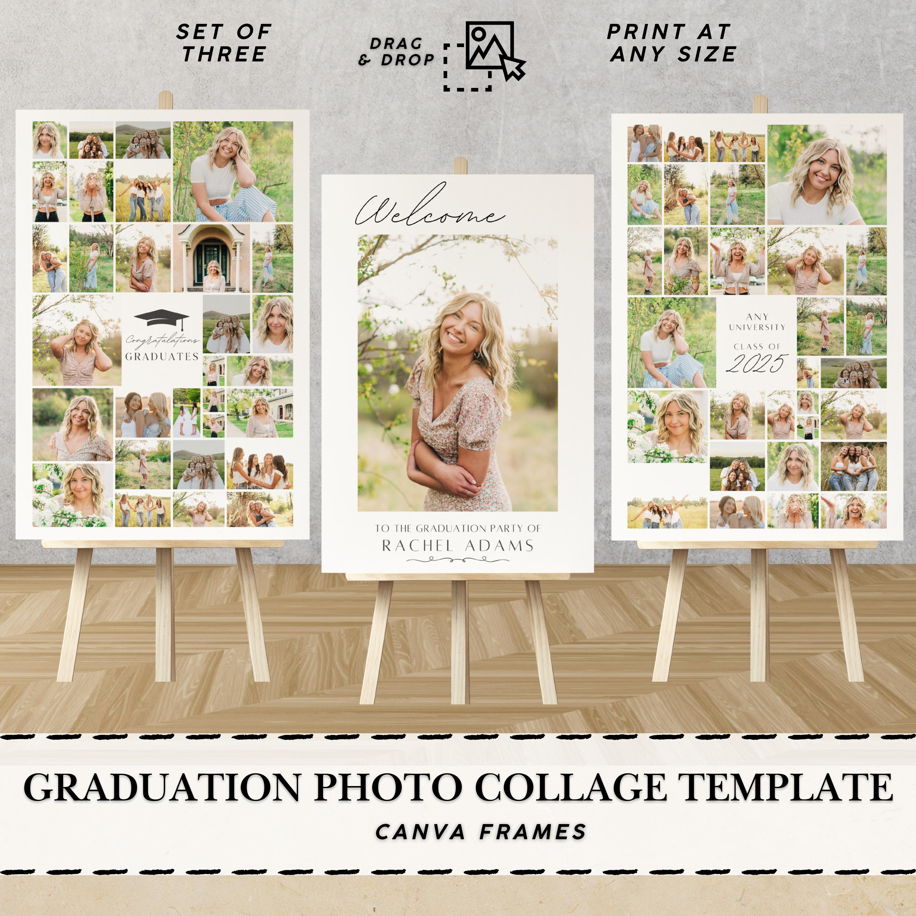 Graduation Photo Collage Welcome Sign Set Canva Template Photo ...