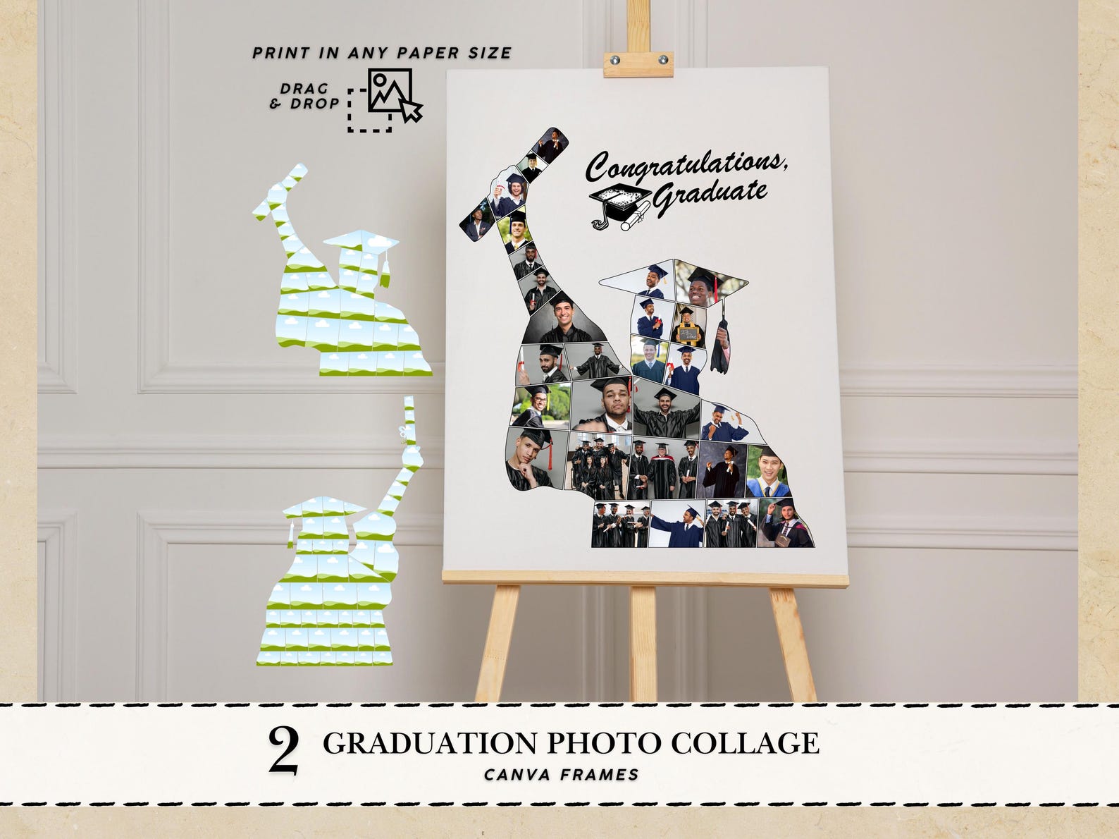 Graduate Photo Collage Graduation Welcome Sign Set Canva Template ...
