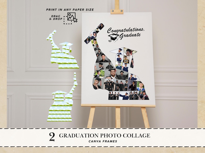 Graduate Photo Collage Graduation Welcome Sign Set Canva Template ...