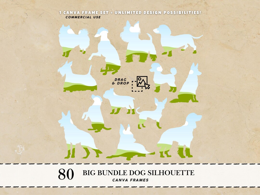 Dogs Silhouette Canva Frames Template Dog Frames Canva Frame Bundle ...