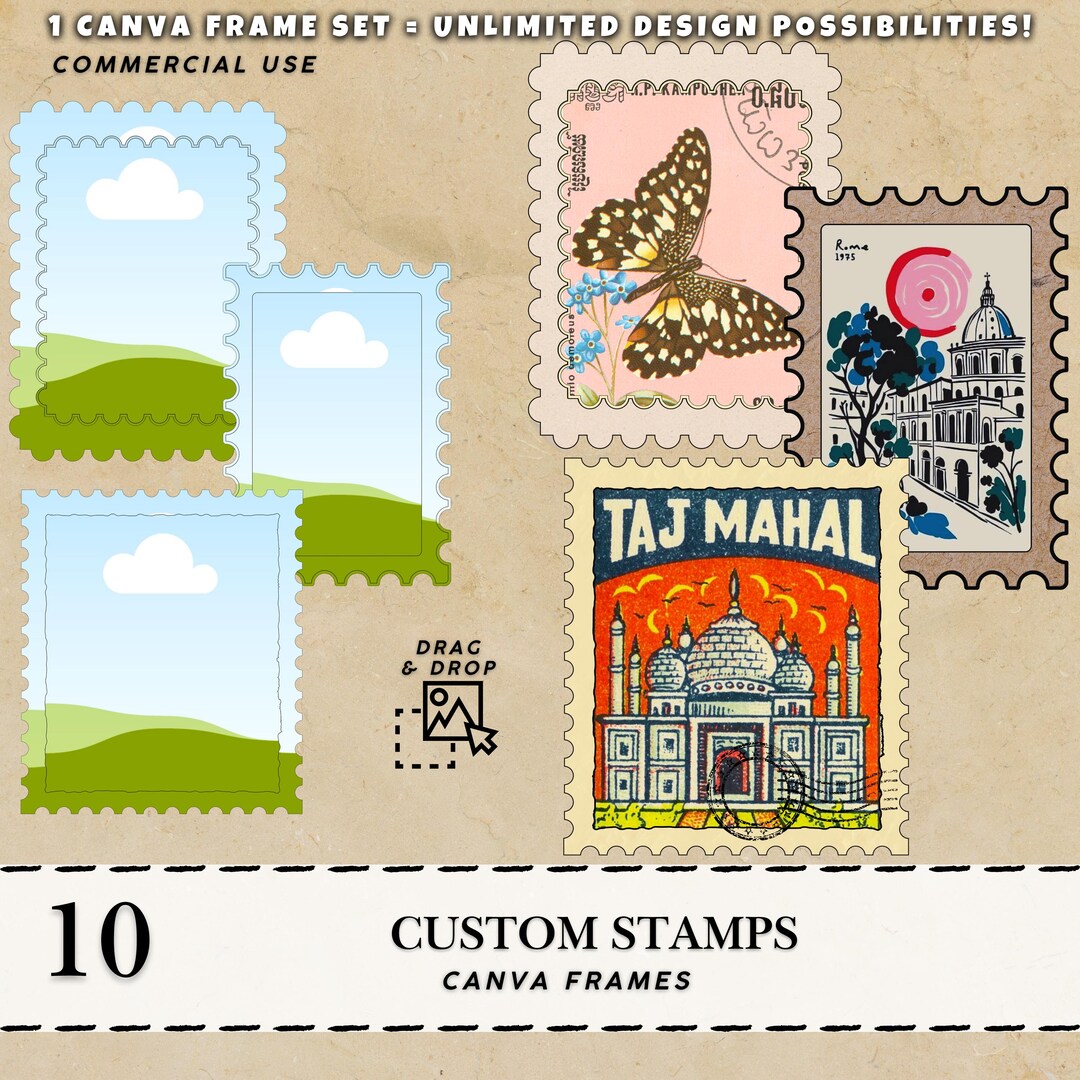 Stamps Frame Trendy Canva Frame Junk Journaling Stamps Canva Grid ...