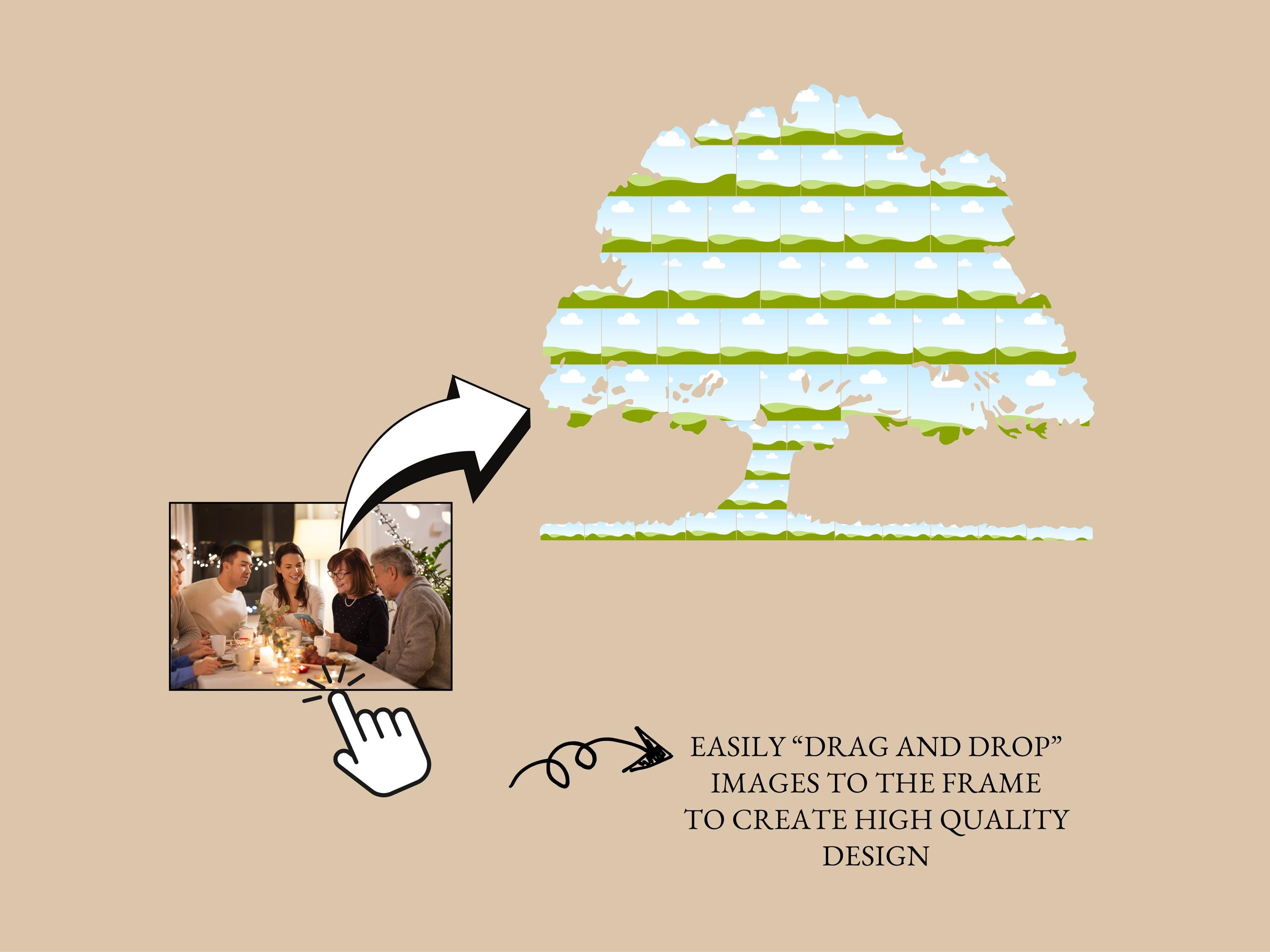 Photo Family Tree Canva Frame Template Editable Photo Collage Custom ...