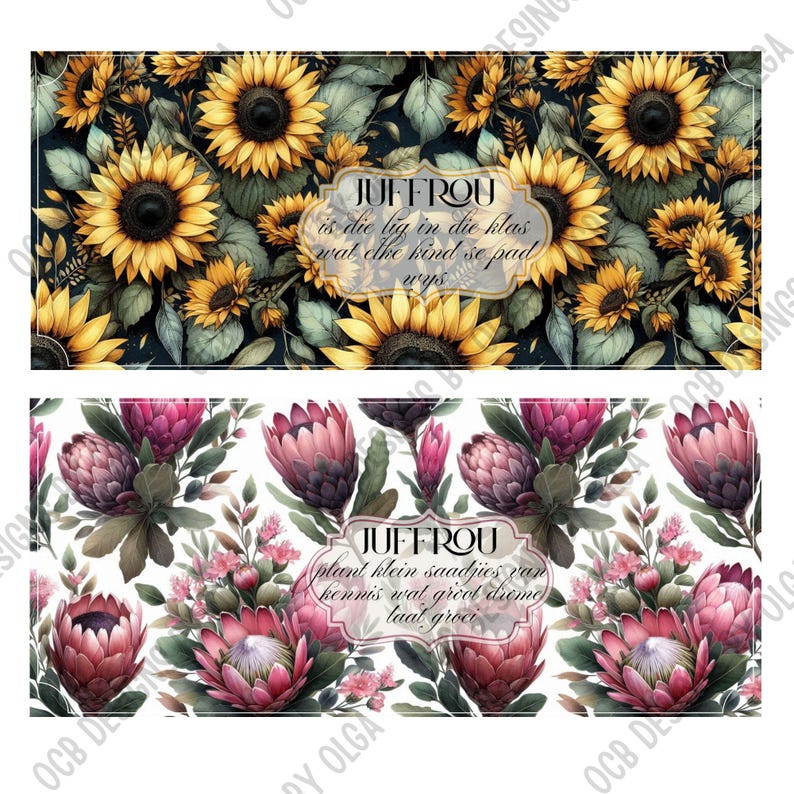 Afrikaanse Juffrou Bekers | Inspirerende Boodskappe | Watercolor ...