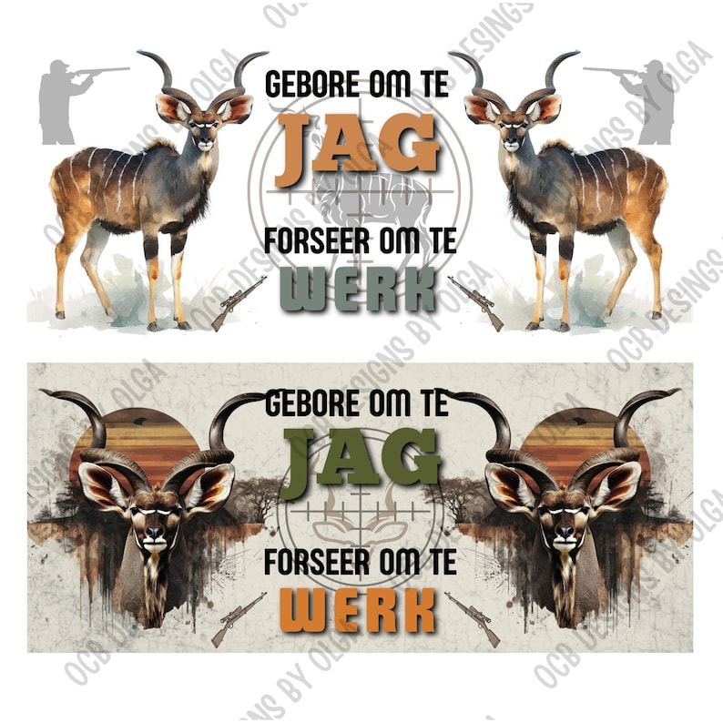 Afrikaans Hunting Mug Designs | 4 Jpegs | Jag Ontwerpe | Watercolor ...