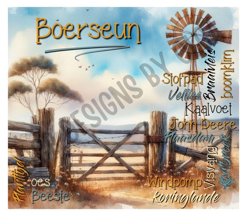 Boerseun 20oz Skinny Tumbler Wraps | 5 PNG Digital Designs | Watercolor ...
