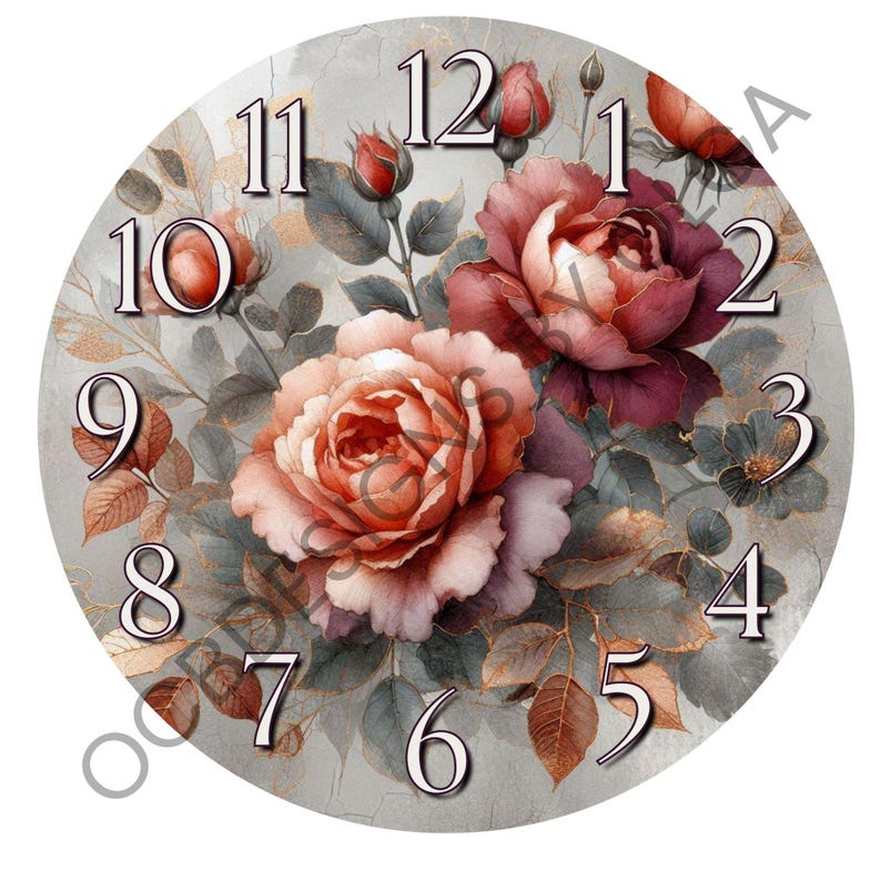 Clock Face Floral Designs, 5 Png Round Clock Designs, 5 Png Square ...