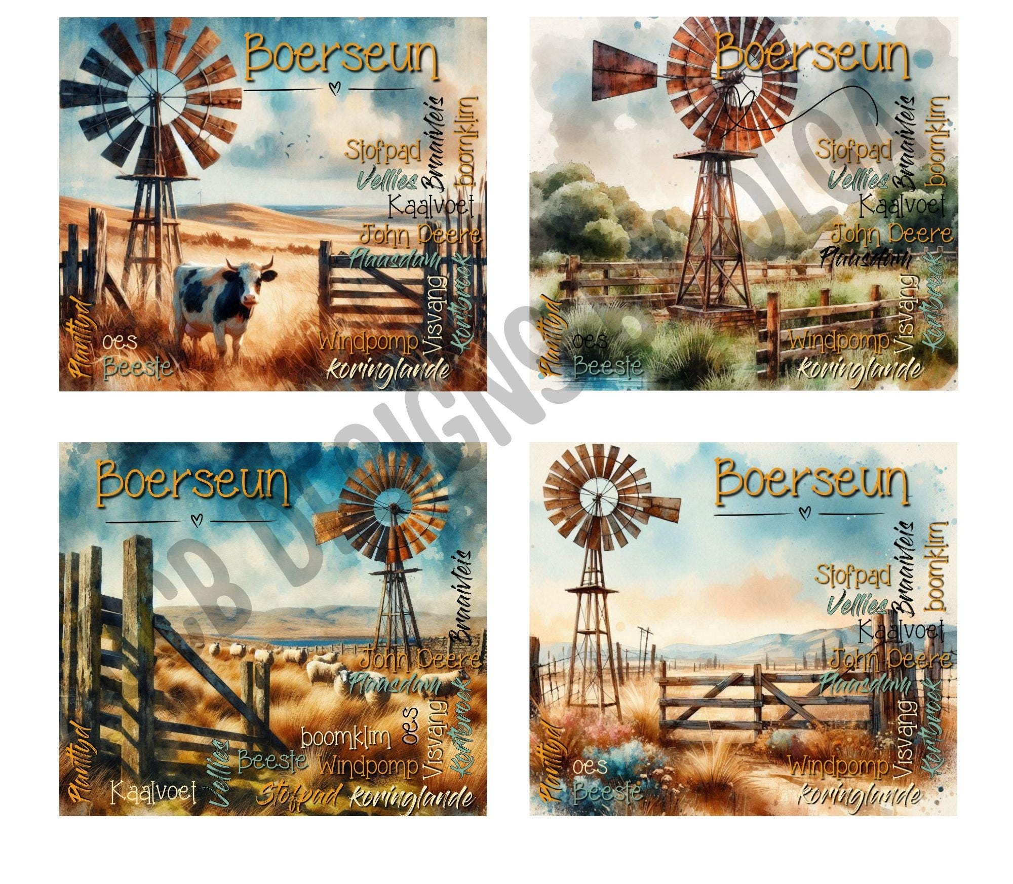 Boerseun 20oz Skinny Tumbler Wraps | 5 PNG Digital Designs | Watercolor ...