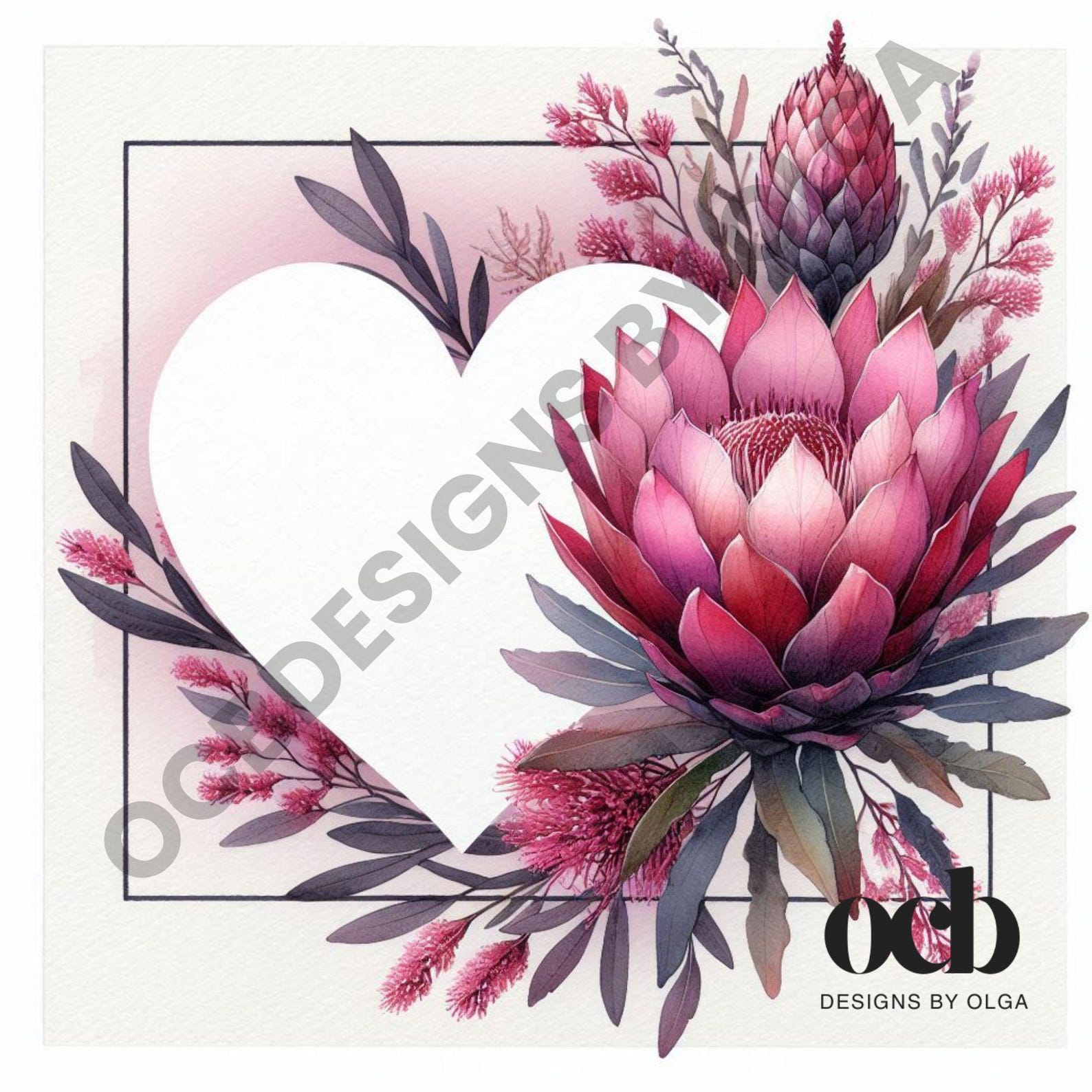 Protea Clipart, Watercolor Proteas, Background Paper, Scrapbooking. - Etsy