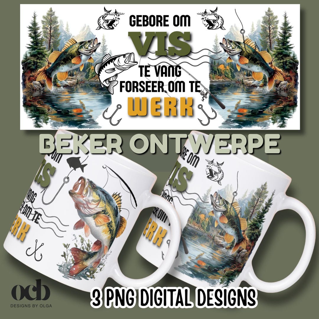 Visvang Tema 11oz Beker Ontwerp Bundel | Afrikaanse Hengel Kuns | 11oz ...