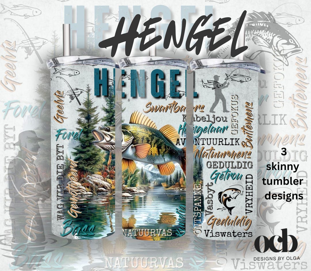 Hengel & Visvang Tema 20oz Skinny Tumbler PNG | 3 Digitale Ontwerpe ...