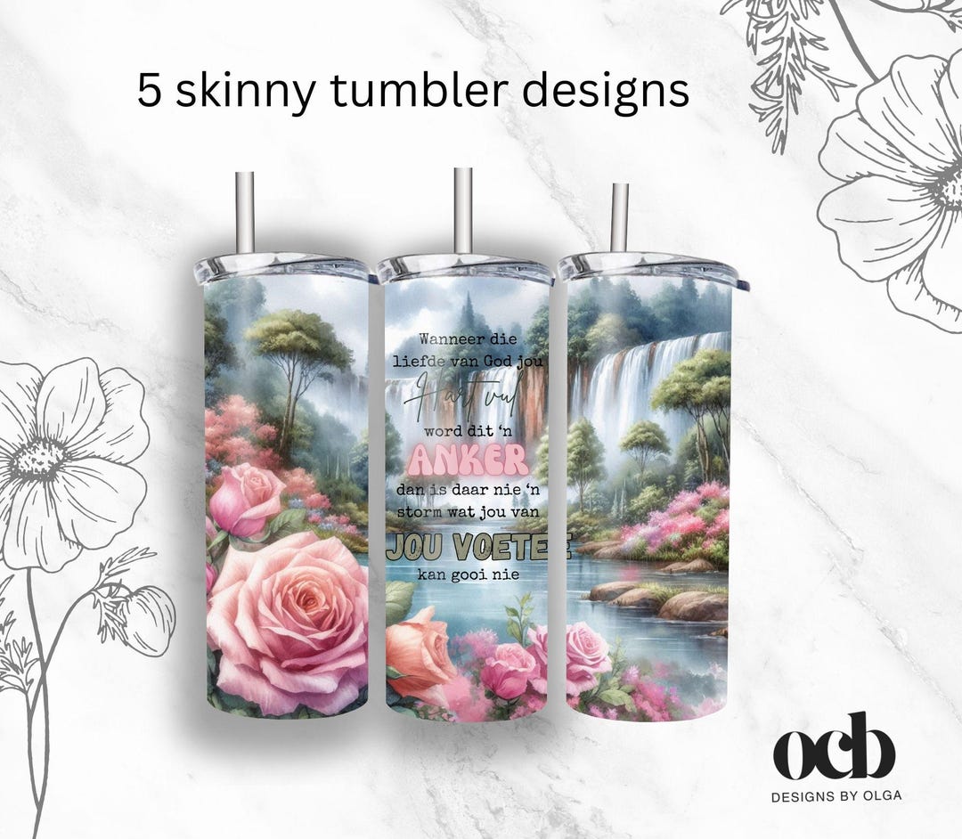 Afrikaans, Dames Inspirerende Woorde, Waterval Tema, Skinny Tumbler ...