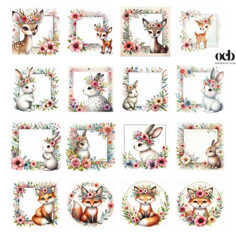 Woodland Creatures Clipart, Watercolor Animals, Background Paper ...