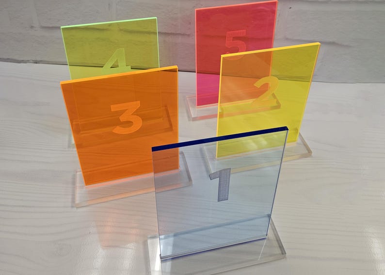 Fluorescent Table Numbers, Acrylic Table Numbers, Neon Table Numbers ...