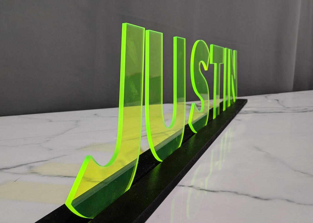 7.5" Acrylic Letters, Fluorescent Acrylic, Candle Lighting Letters, Bar ...