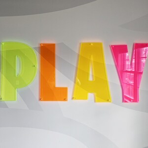 Fluorescent Acrylic PLAY Décor, PLAY Letters, Playroom Décor, Acrylic ...