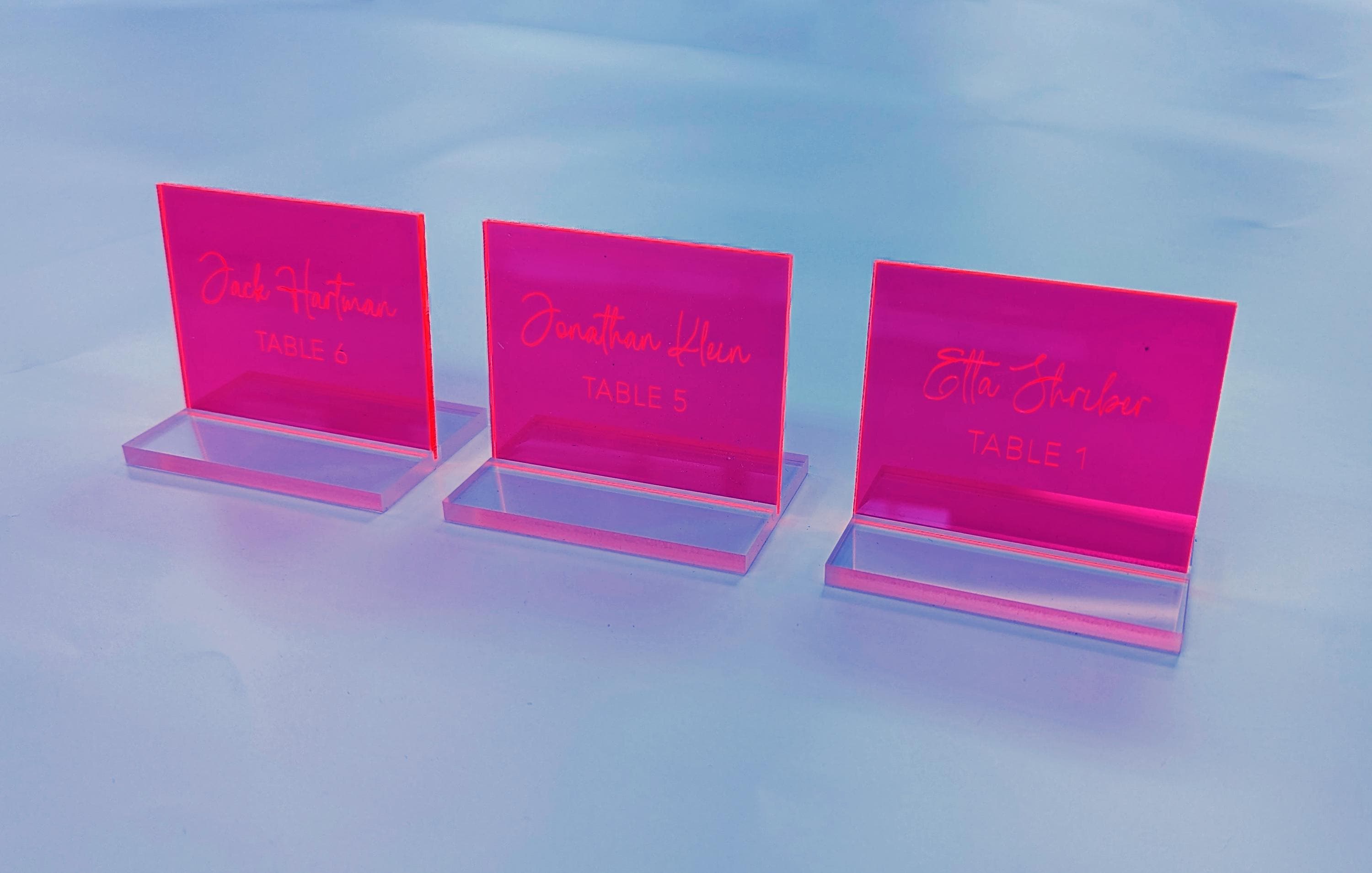 Acrylic Place Cards, Fluorescent Place Cards, Wedding Place Cards ...