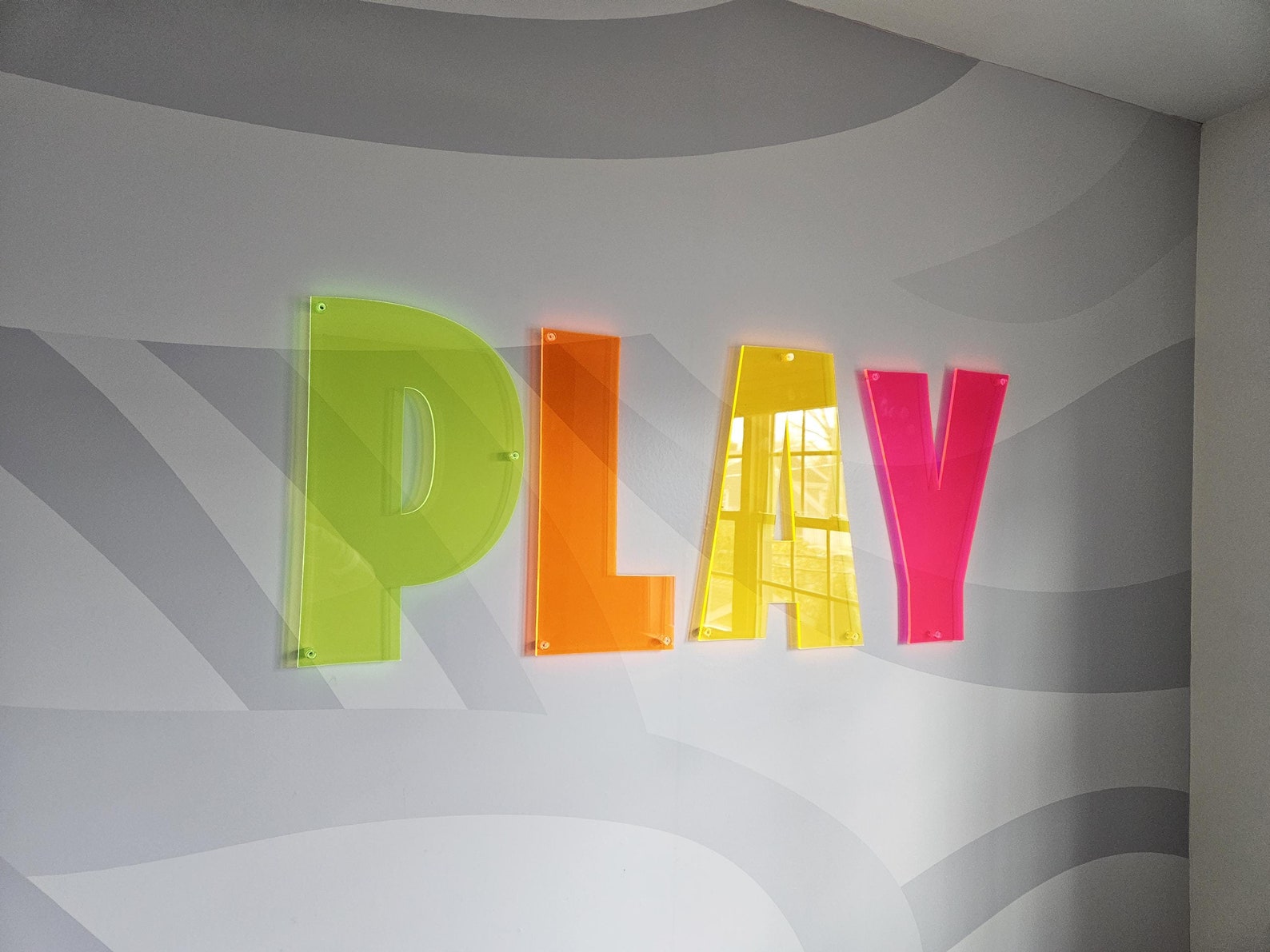 Fluorescent Acrylic PLAY Décor, PLAY Letters, Playroom Décor, Acrylic ...