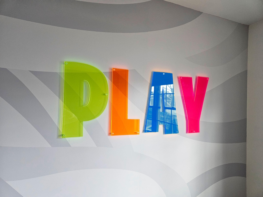 Fluorescent Acrylic PLAY Décor, PLAY Letters, Playroom Décor, Acrylic ...