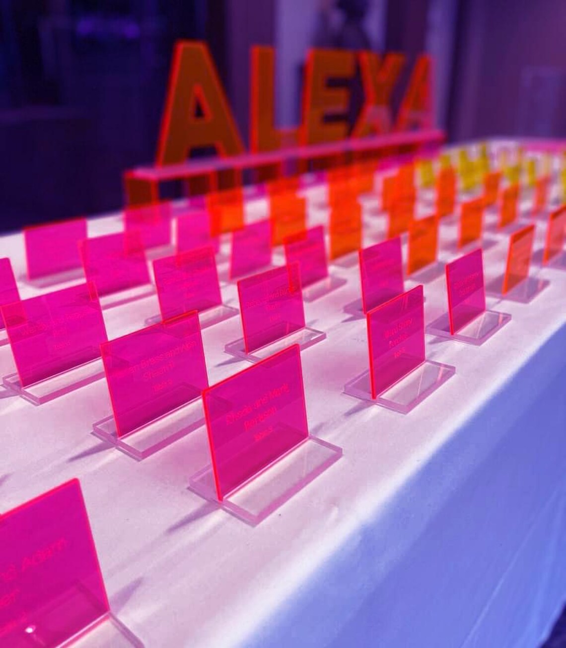 Acrylic Place Cards, Fluorescent Place Cards, Wedding Place Cards ...